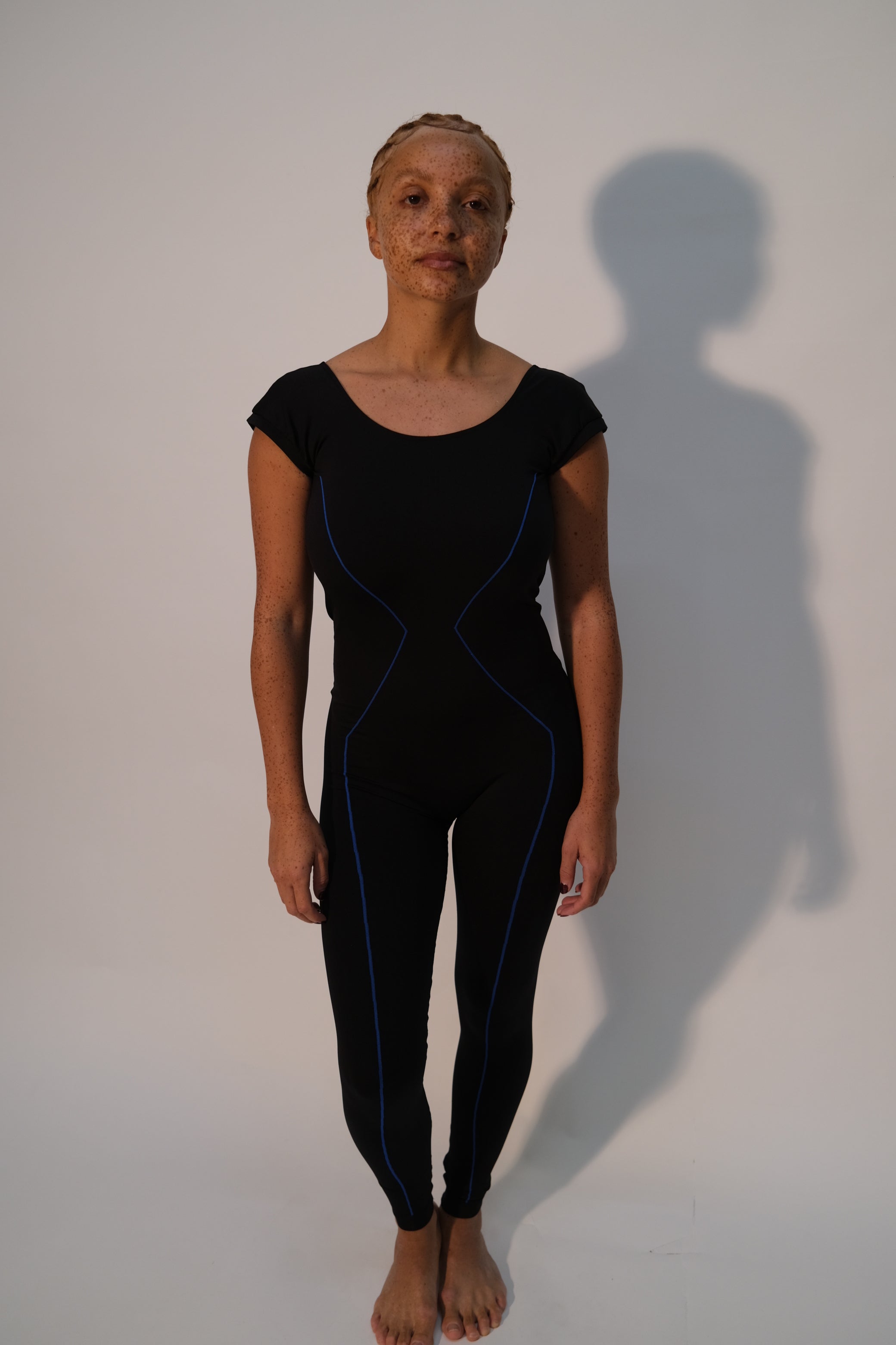 ENLIGHTENED Unitard Black with Blue Contour Line Detail | Full-Length ...